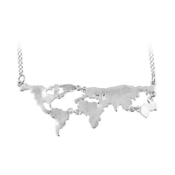 jmeyersray | Jewelry | Silver World Map Necklace | Poshmark